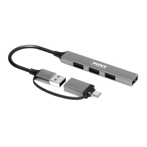 Port Connect USB Type-C to 4-port USB-A 3.0/2.0 Hub - computershack.co.za
